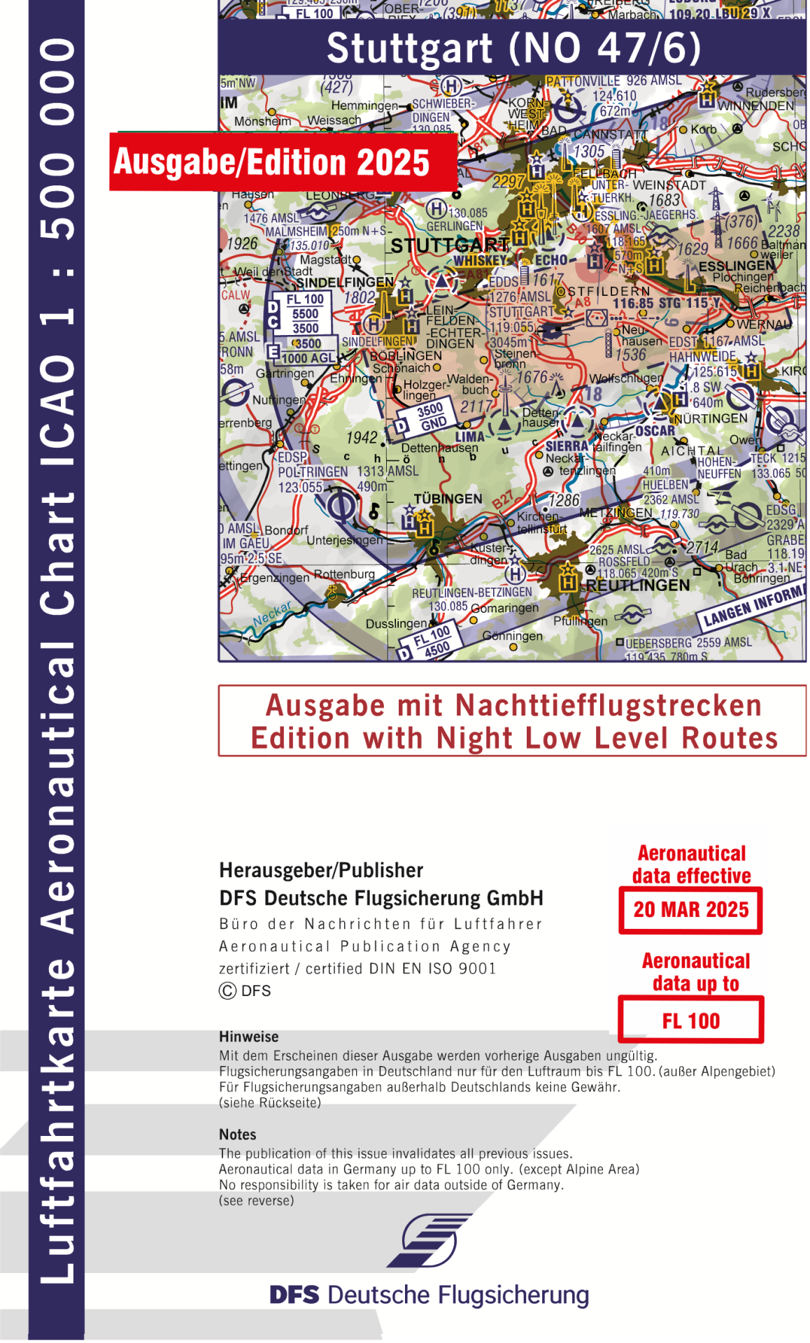 ICAO Chart Stuttgart with Night Low Level Routes | 2026 | Papier ...